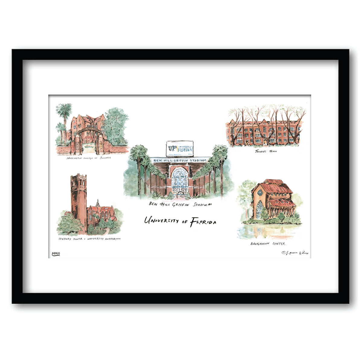 Florida Collage, Framed Watercolor Wall Art 16" x 20" by Laura Wilcox ...