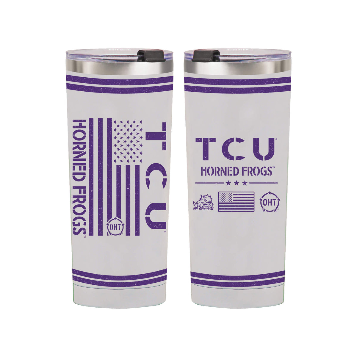 24oz TCU Horned Frogs OHT TC Flag Tumbler - Indigo Falls