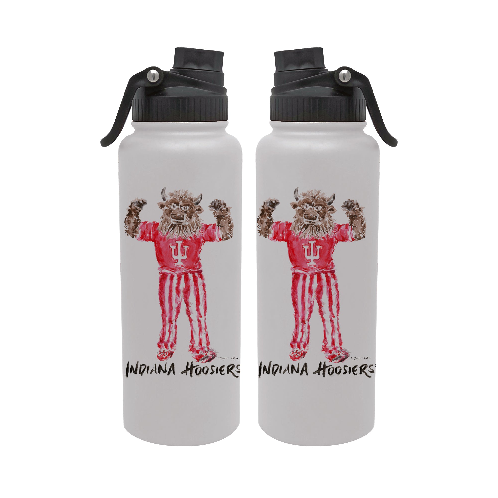 Indiana Hoosiers Mascot by Laura Wilcox 34oz Aqua Bottle – Indigo Falls