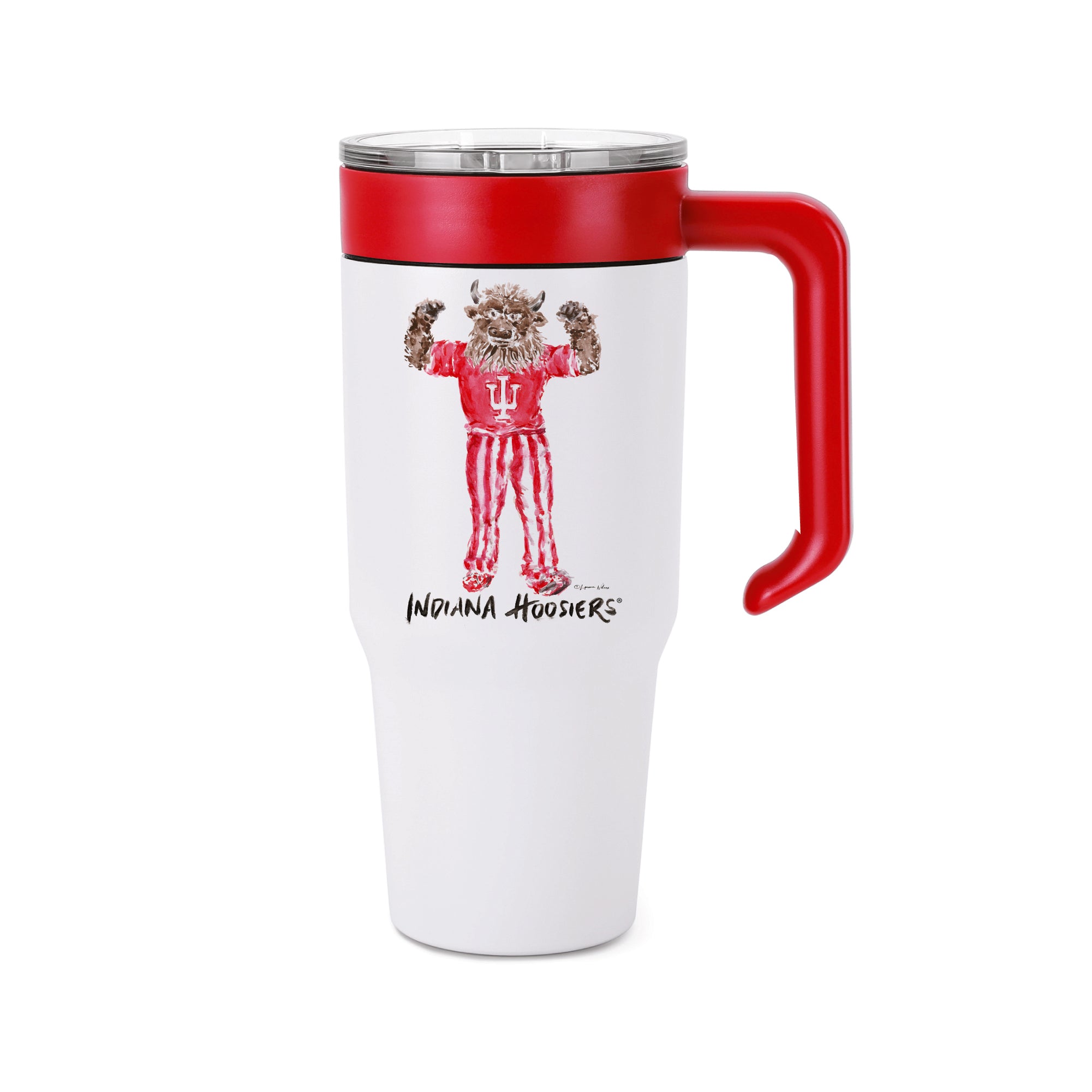 Indiana Hoosiers Mascot by Laura Wilcox 36oz Combo Tumbler with handle ...
