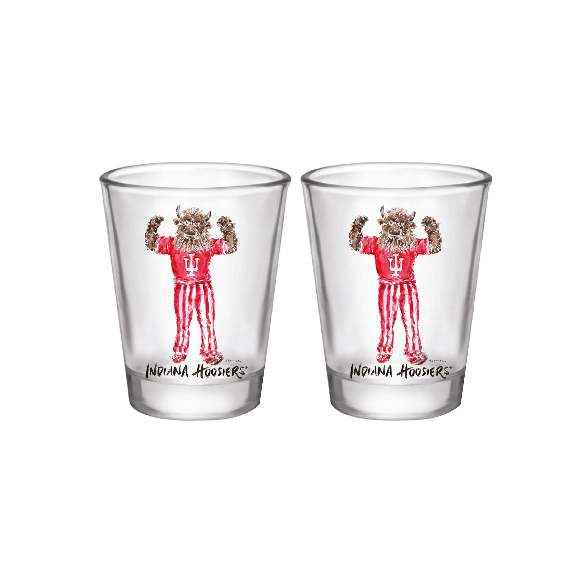Indiana Hoosiers Mascot by Laura Wilcox Set of two 2oz Collector Shot ...